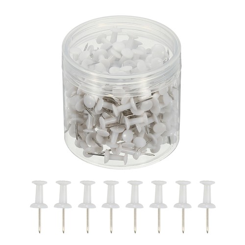 Push Pins, Plastic Head Steel Point Thumb Tacks, 200Pcs, White ...