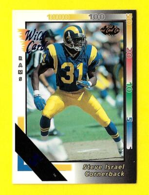 1992 Wild Card NFL Football 5 Stripe Card #389 Steve Israel Los Angeles ...