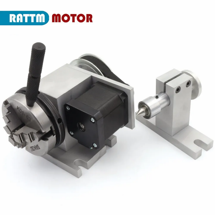 【USA】CNC Rotary 4th axis K11-65mm 3 Jaw Chuck + 54mmTailstock For CNC ...