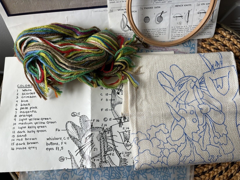 Erica Wilson Exclusive Design 1971 y Peter Rabbit Crewel Kit 7221 ...