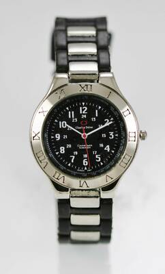 Charles Delon Watch Mens 24hr Stainless Silver Rubber Black Water ...
