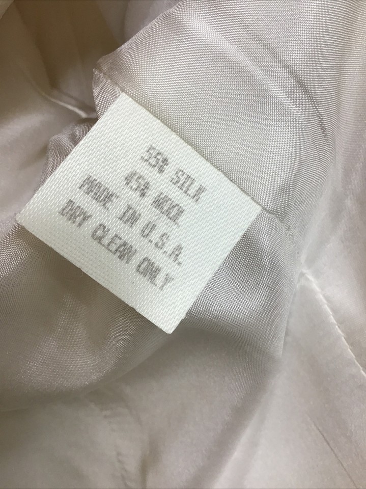 Randolph Duke Skirt Suit Champagne Silk Pink embroider Print Jewel ...