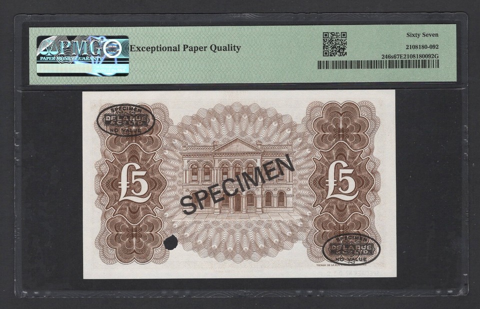 Northern Ireland 5 Pounds 5-1-1972 P246s "Specimen" UNC Grade 67 Top ...