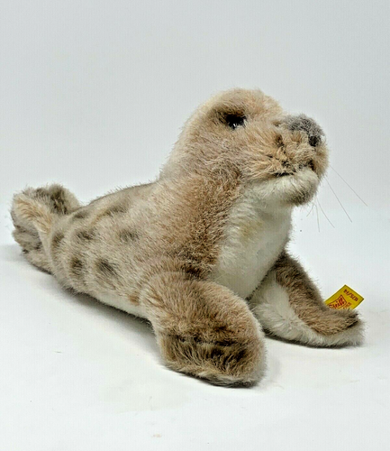 Steiff Plush Robby Seal Brown White Stuffed Animal Toy Austria 12" Lg ...