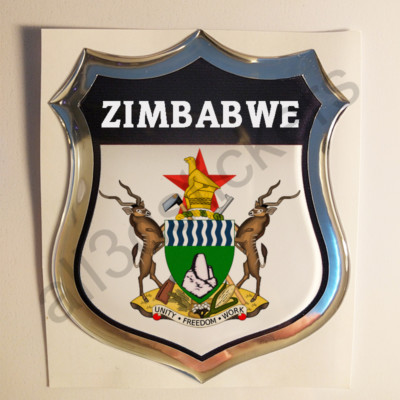 Sticker Zimbabwe Emblem Coat of Arms Shield 3D Resin Domed Gel Vinyl ...