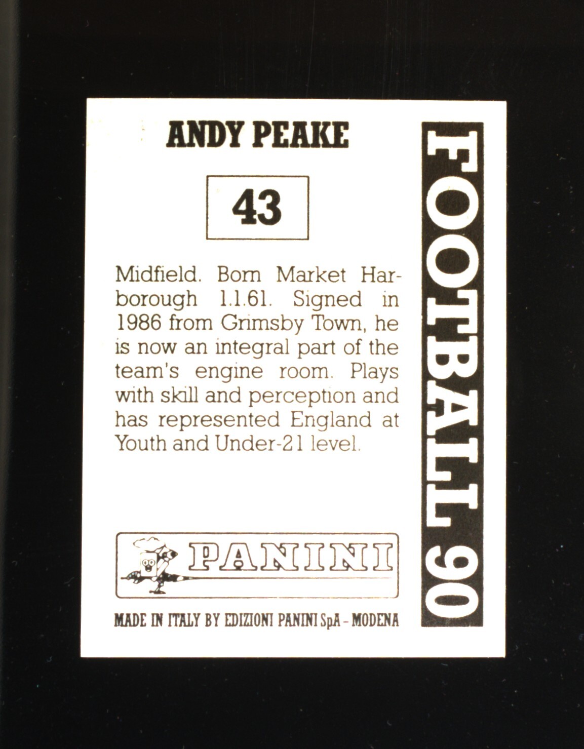 Football 90 (1989) Figurina n.43 Andy Peake Charlton Athletic Ed.Panini ...
