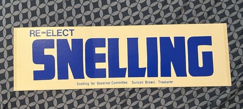 Vintage 1970s Richard Snelling Vermont Gov Campaign Bumper Sticker VERY ...