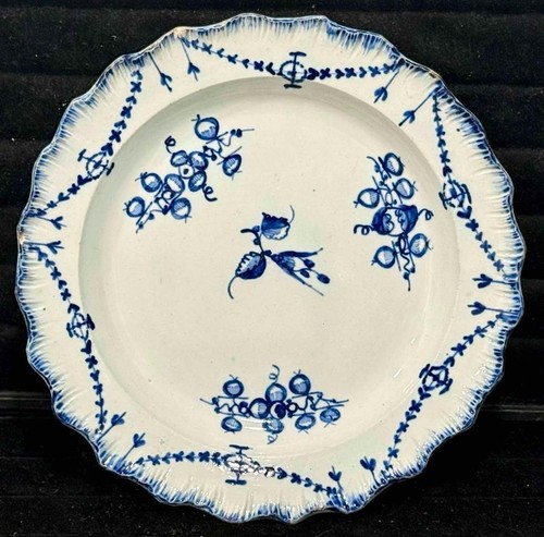 Rare 18th C. Leeds Type Blue Feather Edge 8" Pearlware Plate, Floral ...
