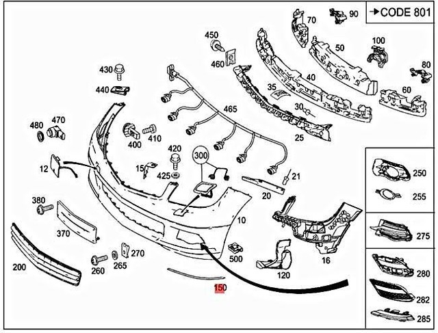 MERCEDES Mercedes-Benz OEM 12-15 C350-bumper Trim-molding Left ...