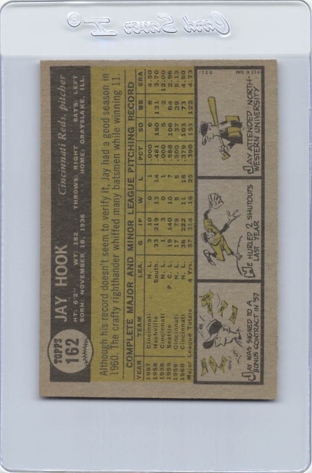 1961 Topps #162 Jay Hook Reds EX/MT *DA-C5412 | eBay