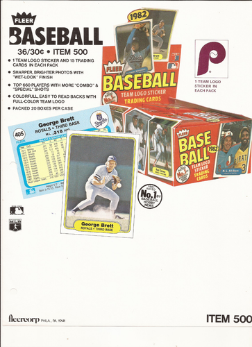 1982 Fleer Baseball Advertising RED BASEBALL CARDS BOX Paper Sheet ...