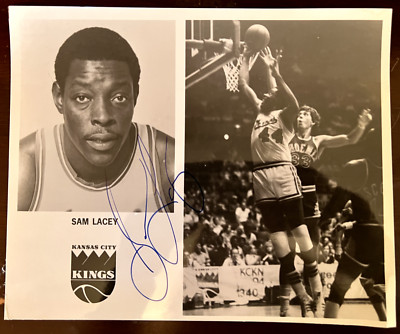SAM LACEY AUTO TEAM ISSUED K.C. KINGS AUTO. 8 X 10 BLK & WHT PHOTO MNT ...