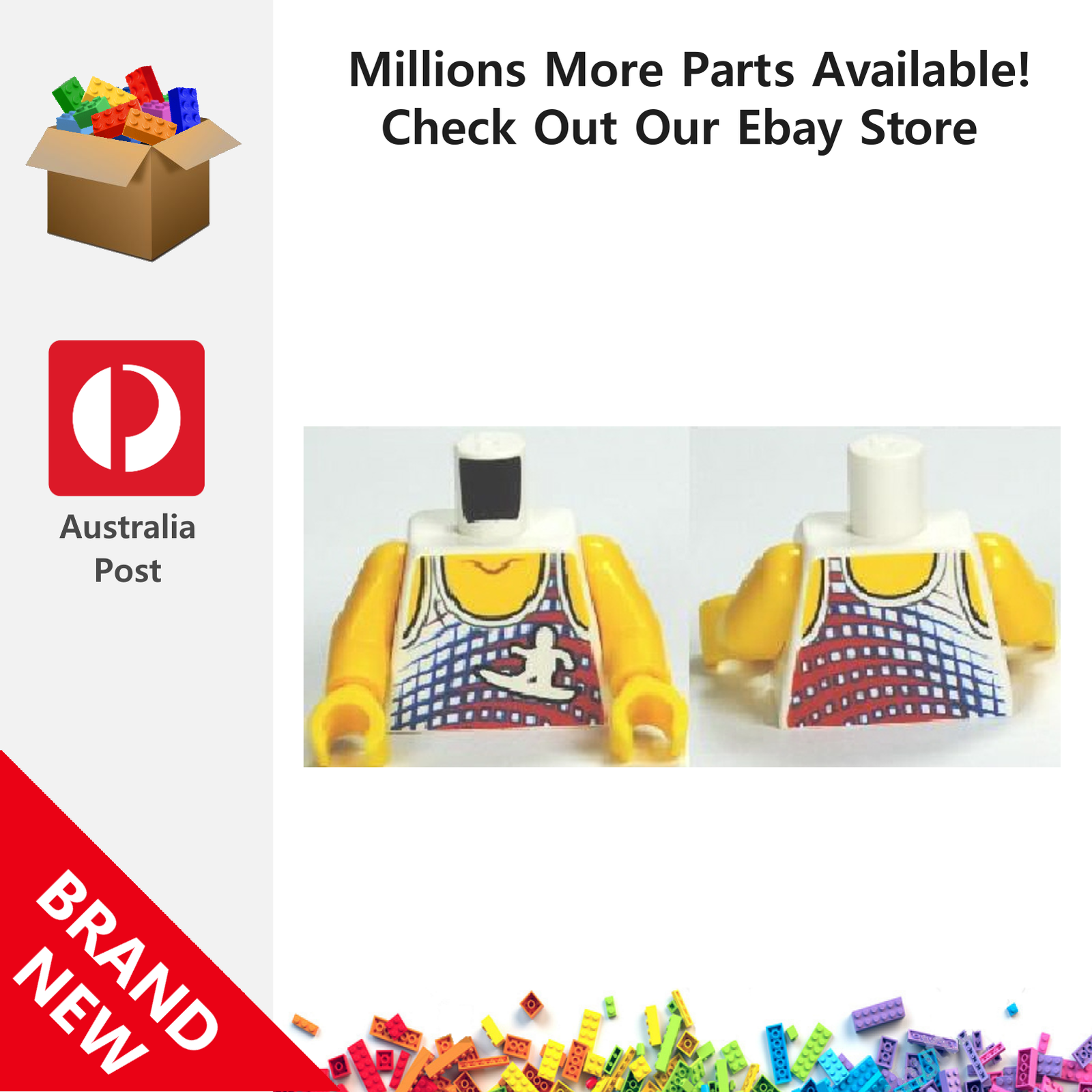 Genuine LEGO™ White Torso Tank Top with Surfer 973 4612153 New | eBay ...