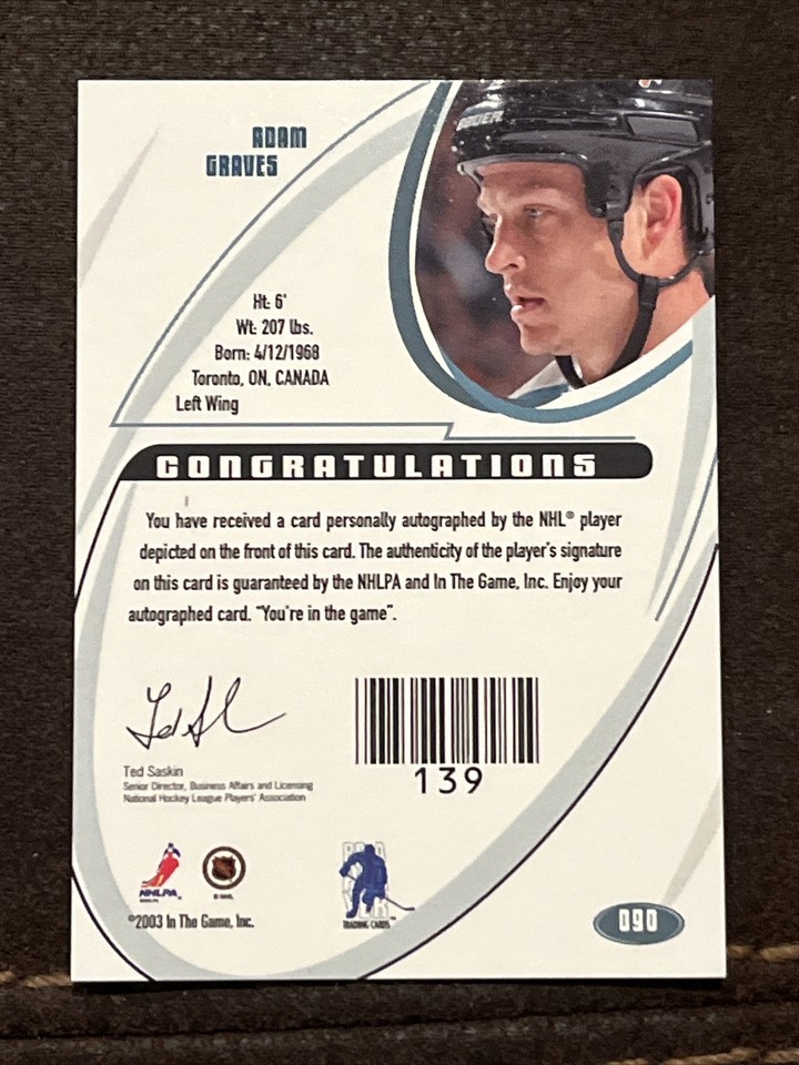 2003-04 Be A Player Signature Series Adam Graves | eBay