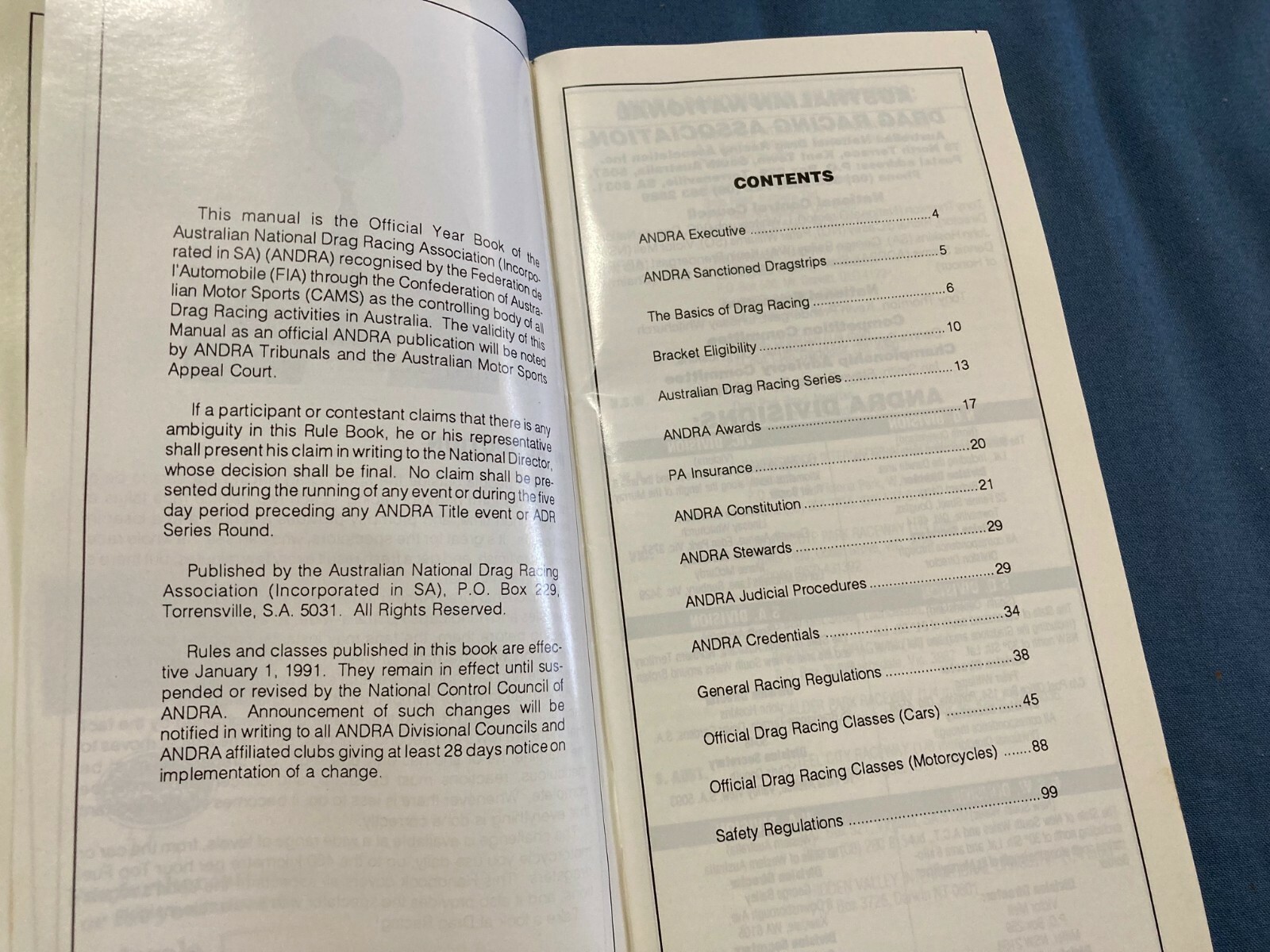 Drag Racing Rule book 1989 Australian Hot Rod nostalgia vintage ANDRA ...