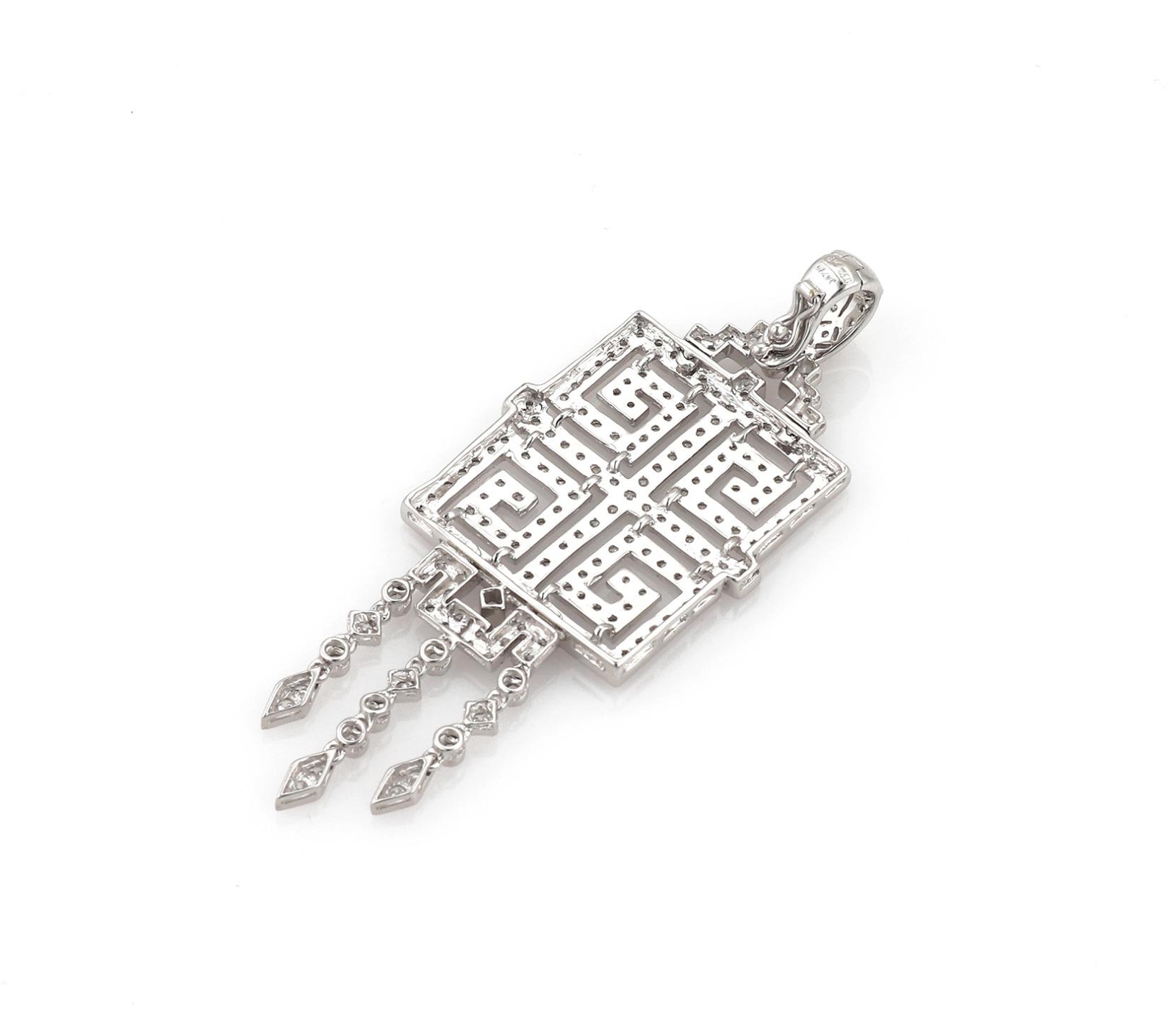 18k White Gold 3 Carats Diamond Fancy Maze Design Dangle Pendant | eBay