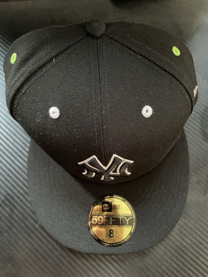 New Era Feid Yankees Cap Black Green White Fitted Hat Size 8 | eBay