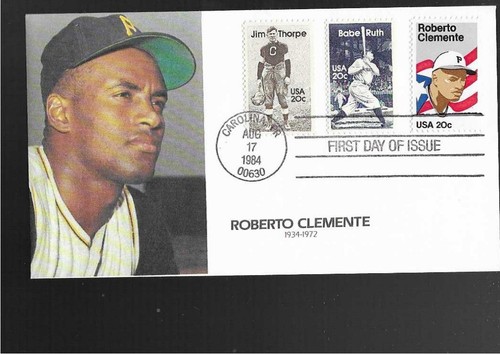 US FDC FIRST DAY COVER # 2097 ROBERTO CLEMENTE 1984 BASEBALL COMBO ...