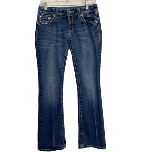 Miss Me Signature Boot Jeans Embellished Pockets Distressed Size 29 x ...