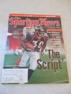 SPORTING NEWS Magazine OCTOBER 2, 2000, BRONCOS Cover, MARCUS HOUSTON ...