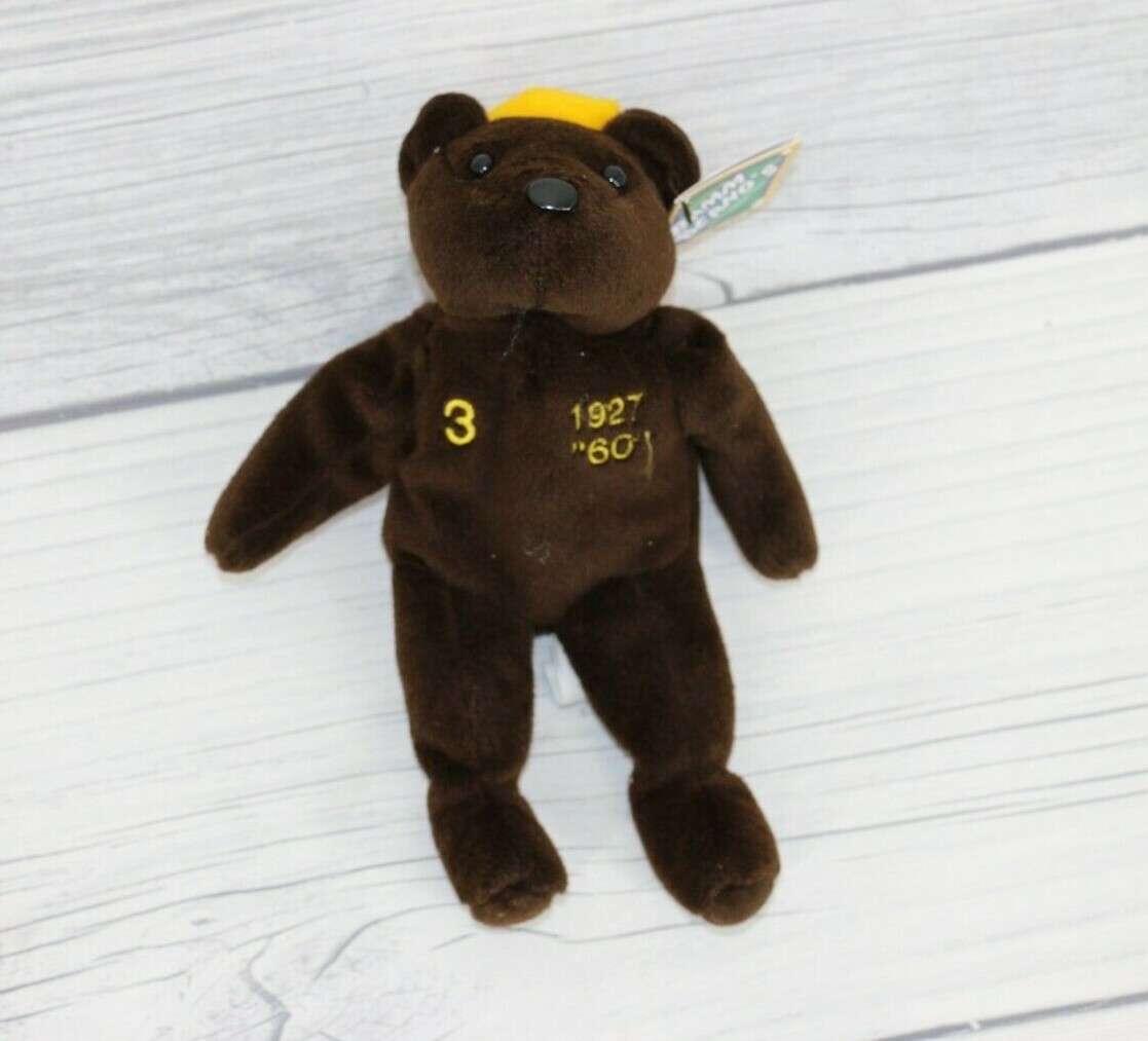 Babe Ruth Bamm Beanos #3 Plush 1998 Bean Bag Baby 9” Bambino Teddy Bear ...
