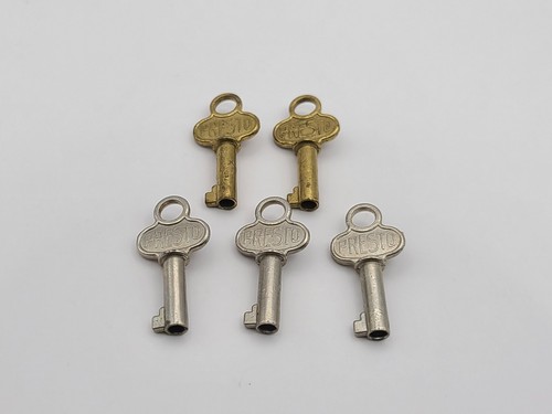 Presto Lock Co. Small Barrel Keys Lot of 5 Brass & Nickel Plated Arts ...