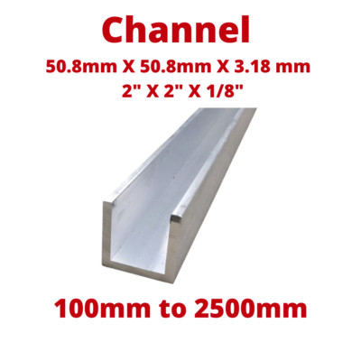 Aluminium channel 50 x 50 x 3mm - U Section 2500mm Length, Custom Size ...