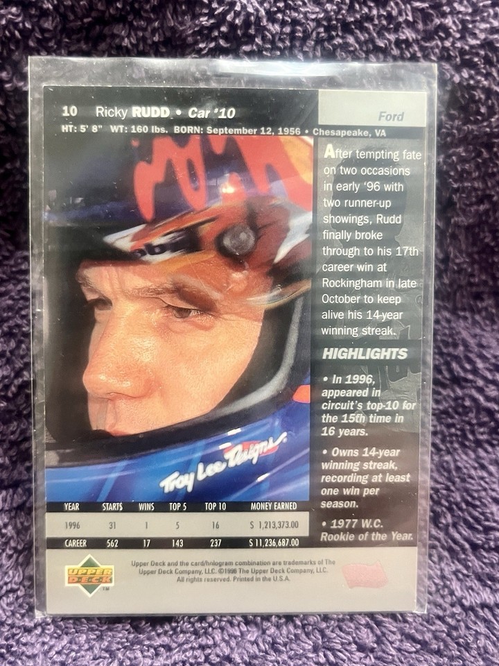 1997 Upper Deck Victory Circle Ricky Rudd #10 Tide Racing | eBay