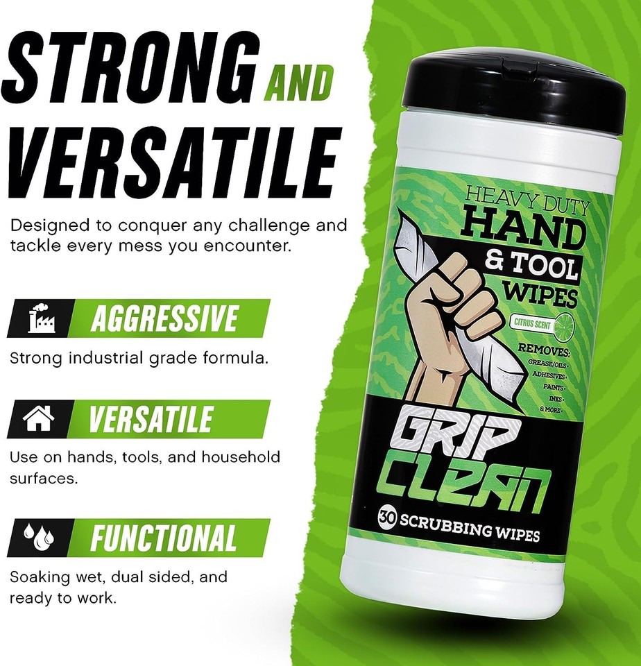 Heavy Duty Hand & Tool Cleaning Wipes – Waterless Hand Cleaner for ...