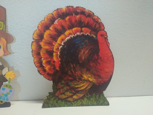 Hallmark Thanksgiving Cutout Lot 2 Vintage Decor Paper Turkey Pilgrim ...