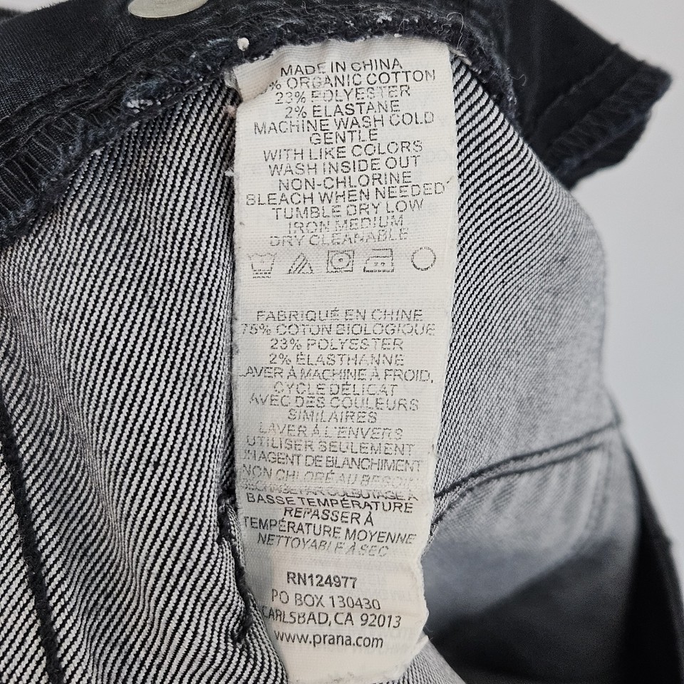 prAna Jeans Womens Size 0/25 Black Slim Fit Low Rise Straight Leg Denim ...