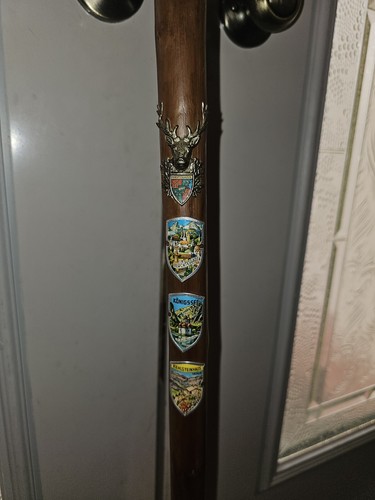 Vintage German Hiking Cane W/ Four Designation Badges-Brass Tipped | eBay