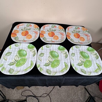 Pier 1 Imports Citrus Grove Melamine Plates Dishes 11" Limes Oranges ...