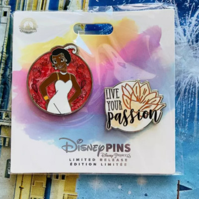 Disney Parks Princess & The Frog LR 2 Pin Set Tiana Live Your Passion ...