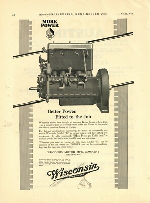 1927 Wisconsin Motor Mfg. Co. Ad: Model K For Trucks, Tractors ...