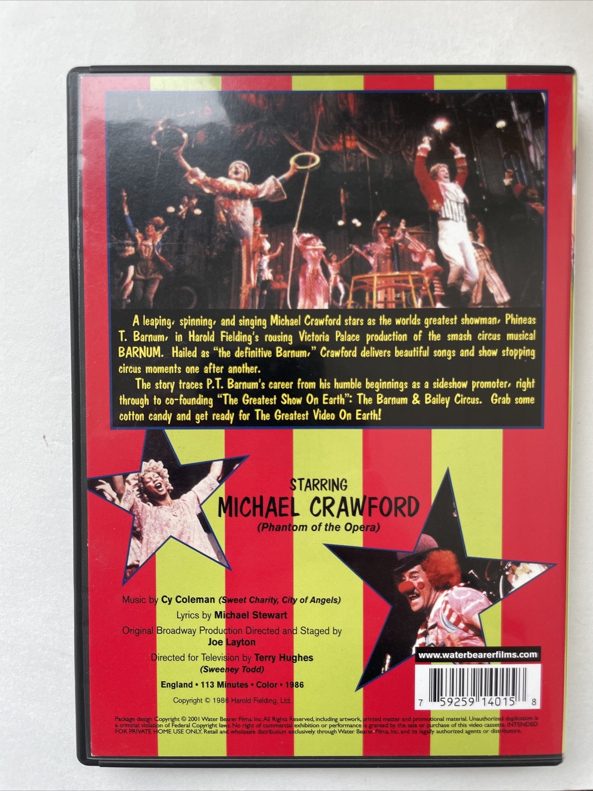 Barnum (DVD 1986 Water Bearer) Michael Crawford, Cy Coleman *Very Good ...