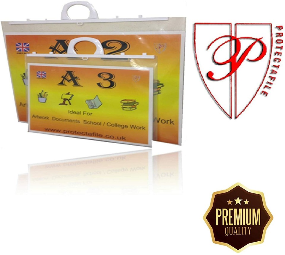 A4+ A3 A2,A1 Strong Clear Handle Carry File Case Folder Folio Portfolio ...