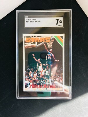 1975-76 Topps #254 Moses Malone Utah Stars HOF RC Rookie Card SGC 7 (NM ...