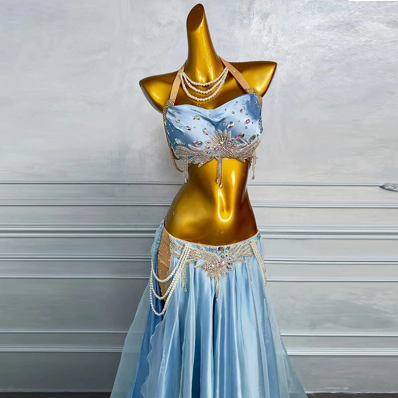 BellyDance Costume Bra+Sexy Split Long Skirt 2pcs Belly Dance ...