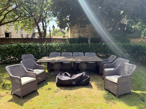 Oka Callanish Outdoor garden dining table & 10 Bridgman dining chairs ...