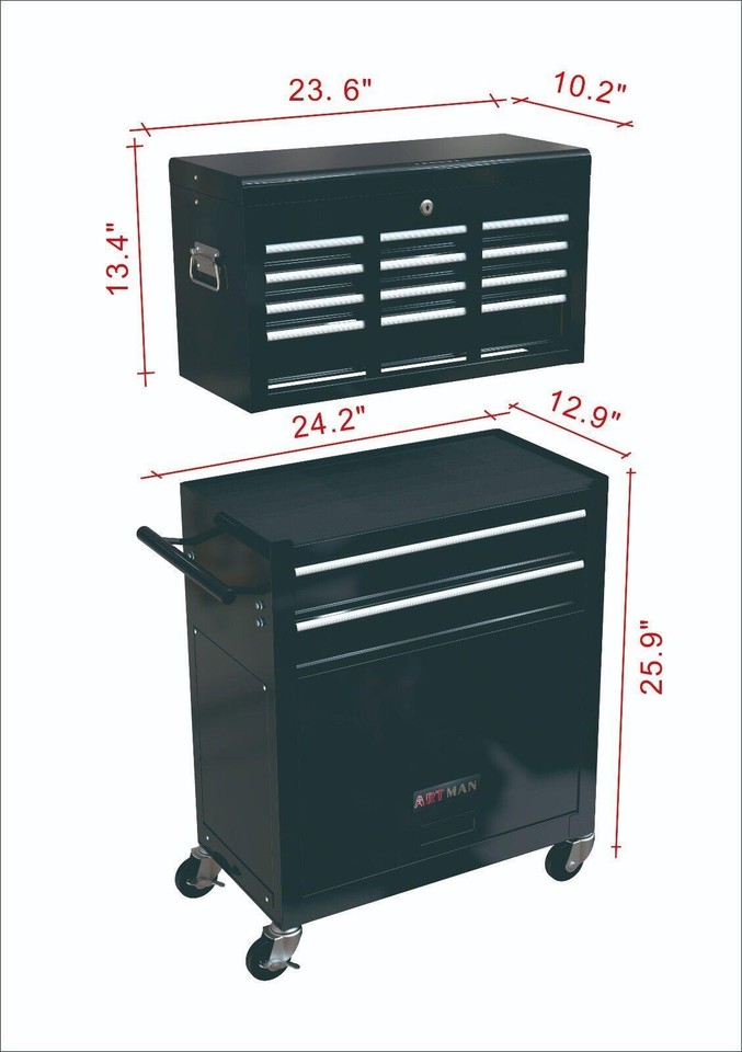 Tool Chest 8 Drawer Tool Organizer Tool Box w/ Pegboard Storage Cabinet ...