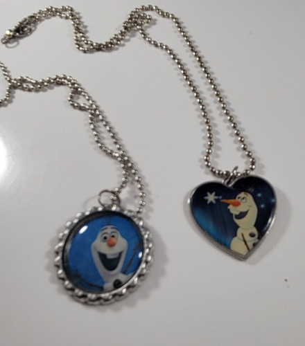 Disney FROZEN OLAF Ball Chain Necklaces Heart and Bottle Cap Shape Lot ...