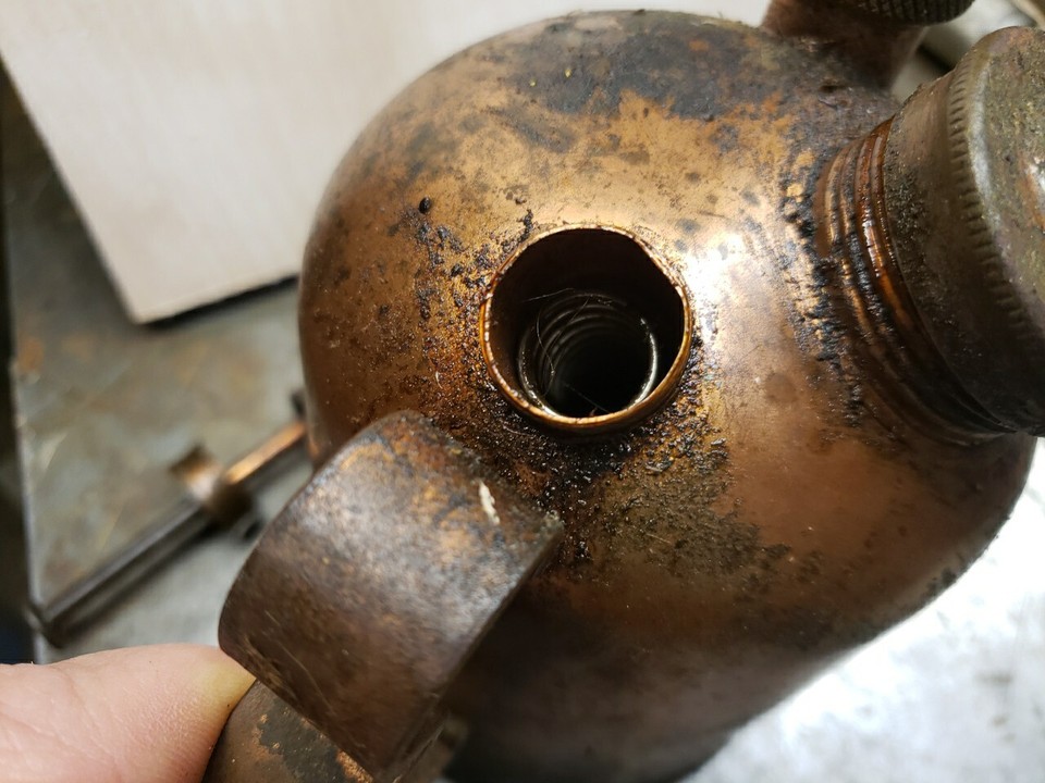 vintage copper oil can pump oil finger holder fancy With Spout | eBay