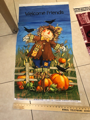 Welcome Friends Fall scarecrow Cotton Panel by Janet Severs, 24x42 ...