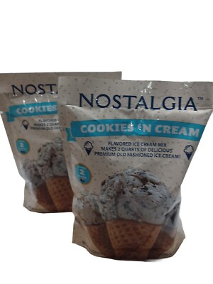 2 Nostalgia Cookies and Cream Ice Cream Mix 8 oz Makes 2 Quarts Ex 10/ ...