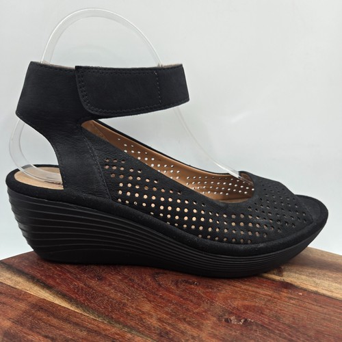 Clarks Reedly Salene Sandals Women's 8M Black Nubuck Ankle Strap ...