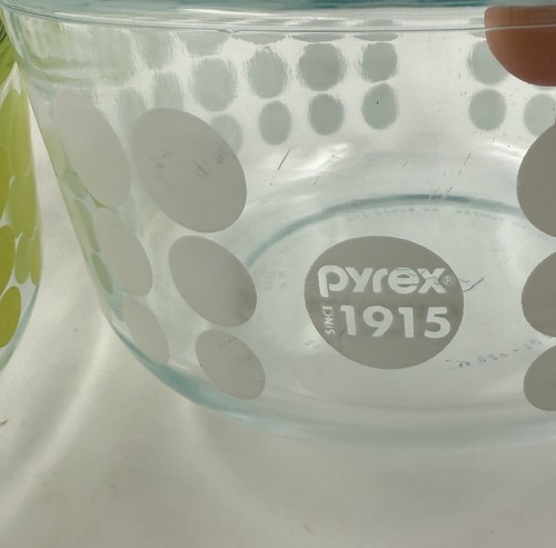 Set If 2 Pyrex Green & White Polka Dot 1915 Glass Bowls VTG 1970's ...