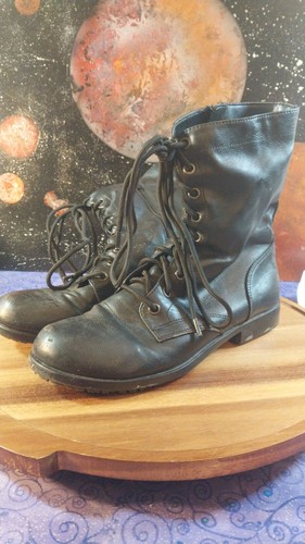 SAFE T STEP BLACK LACE UP SIDE ZIP COMBAT STYLE LADIES 8.5 BOOTS | eBay