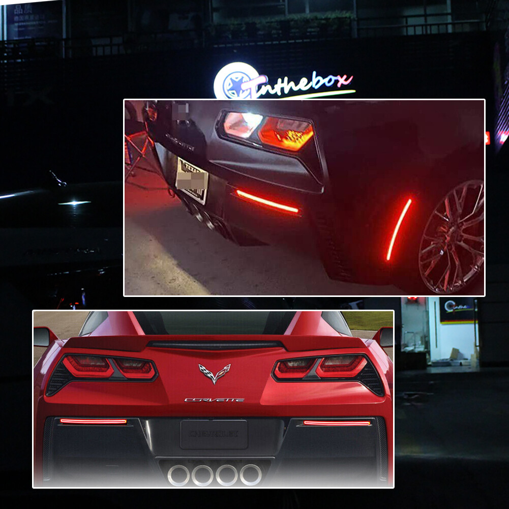 For 14-19 Chevy Corvette C7 Smoke Red LED Rear Bumper Reflector Tail ...