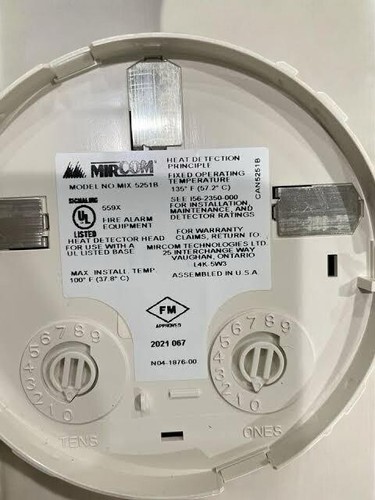 MIRCOM MIX-5251B INTELLIGENT 135F FIXED HEAT THERMAL DETECTOR | eBay